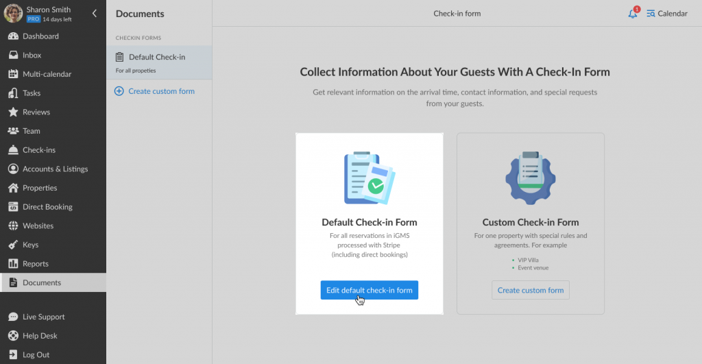Check-in Form: Feature Overview | iGMS Help Desk